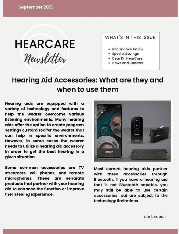 Previous Newsletters - HearCare Audiology Center